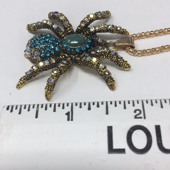 Jewelry | Spider Necklace Ab Rhinestones And Gold Chain | Poshmark